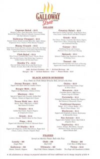 Our Menus – Galloway Grill